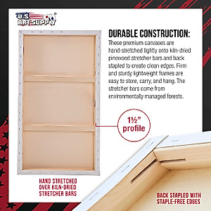 U.S. Art Supply 24" x 48" Gallery Depth 1-1/2" Profile Stretched Canvas 2-Pack - Acrylic Gesso Triple Primed 12-Ounce 100% Cotton Acid-Free Back Stapled Pouring Art