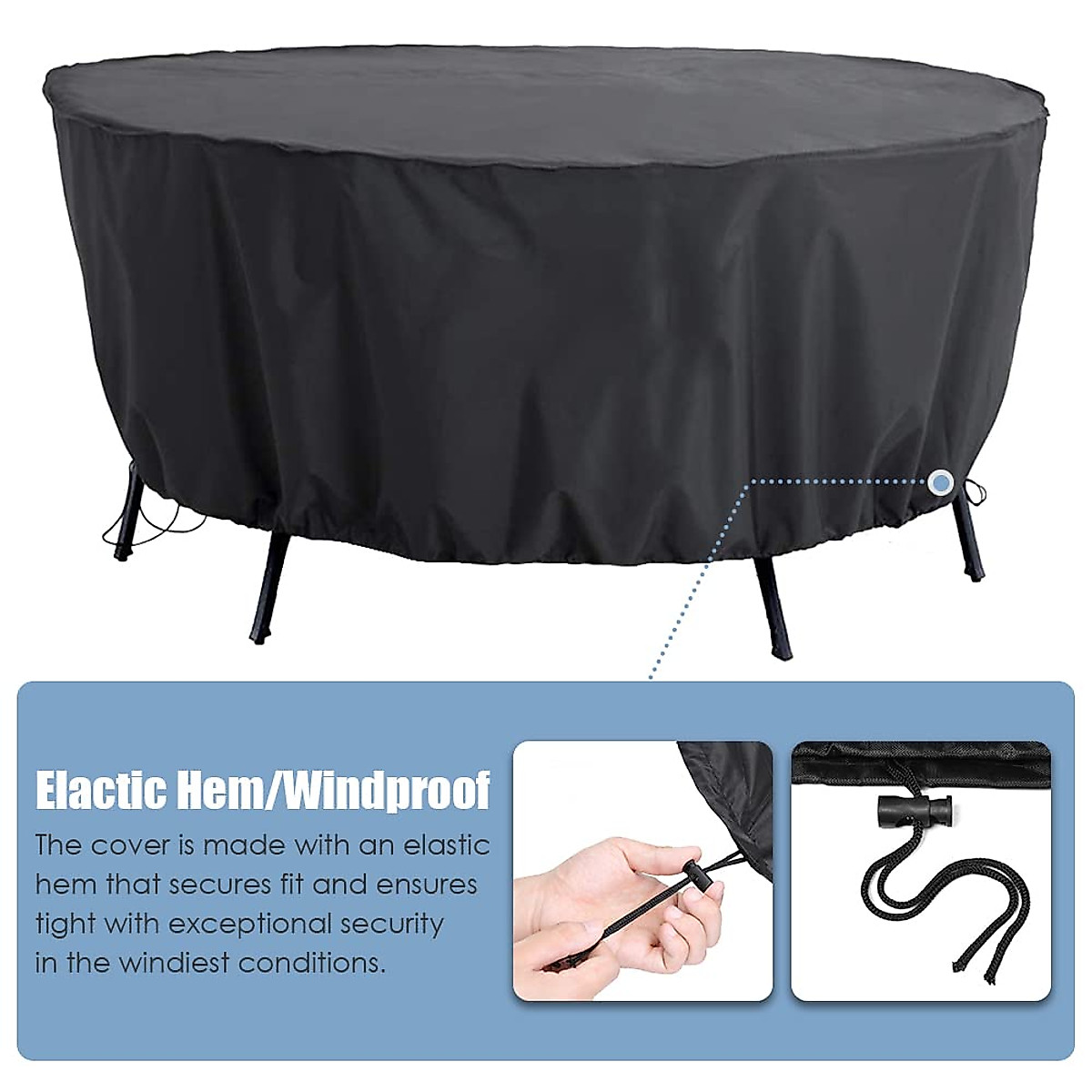 Gicov Patio Round Table Cover for Outdoor Furniture Waterproof Outdoor Table Chair Set Cover Dining Set Cover UV Resistant All Weather Protection with Drawstring Extra Large