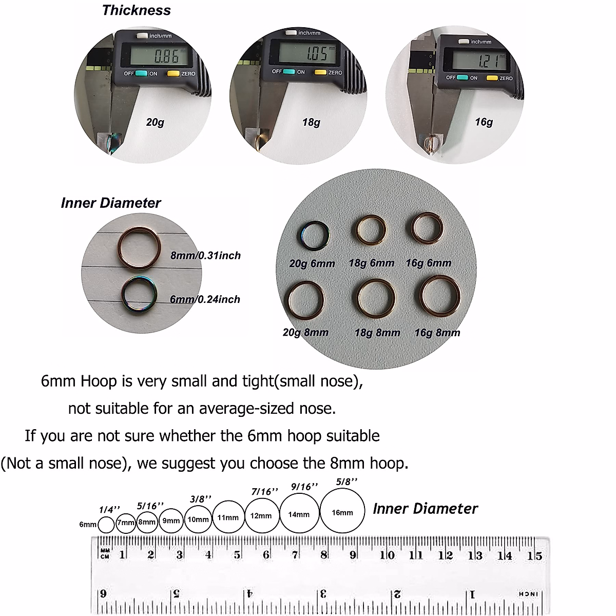 Lantine Septum Rings 316L Surgical Steel Septum Jewelry Nose Rings Hoops For Women Rook Daith Tragus Piercing Jewelry Hinged Cartilage Gold Hoop Earrings 16G