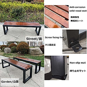 Lnder 100x40x45cm Outdoor Garden Bench Bronze Garden Seat Outdoor Backless Benches Park Solid Wood Bench 400kg Load Capacity (Size : 59in)