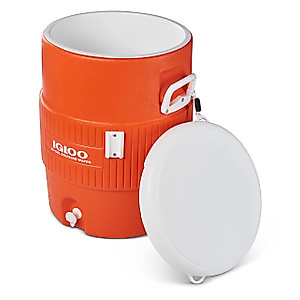 Igloo 10 Gallon Seat Top Water Jug With Cup Dispenser , Orange/White