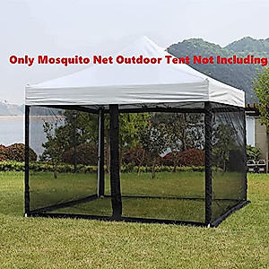 Mosquito Net for Outdoor Patio and Garden, Screen House for Camping and Deck, Gazebo Screenroom, Zippered Mesh Sidewalls for 10x 10' Gazebo (Black)