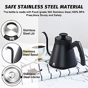 Kanmart Pour Over Coffee Kettle Barista's Choice Works on Stove and Any Heat Source stove top pour over kettle Gooseneck Teapot with Precision Pour Spout(1.2L, 40oz) (black)