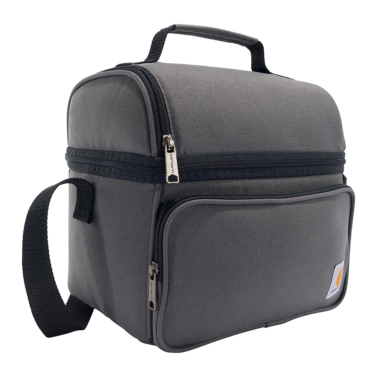 Carhartt Insulated 12 Can Two Compartment Lunch Cooler, Durable Fully-Insulated Lunch Box, Gray