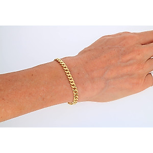 Nuragold 10k Yellow Gold 6mm Royal Monaco Miami Cuban Link Chain Bracelet, Mens Womens Fancy Box Clasp 6" 6.5" 7" 7.5" 8" 8.5" 9"