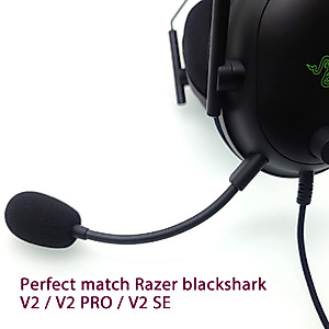 Mic Replacement Fits for Razer BlackShark V2,V2 Pro,V2 Special Edition Wireless Gaming Headsets, Noise Cancelling 3.5mm Jack BOOM BlackShark PC Game sound Microphone Set with 2 Pcs Foam Covers