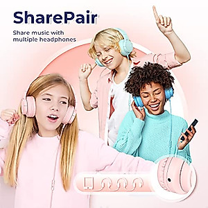 Tribit Kids Headphones Wired with Microphone, Starlet01 Safe Sound Tech 85/94dBA Volume Limited, SharePair, HiFi Stereo Foldable Over-Ear Headphones for Kids for School/Travel/iPad/Kindle/Switch