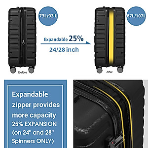 LARVENDER Luggage Sets for Women 5 Piece Hardside Expandable Suitcases with Wheels TSA Lock, Lightweight Travel Carry On Suitcase Set with Cosmetic Case, Black Brown