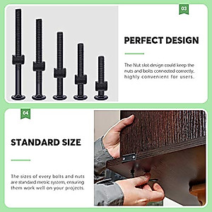 Keadic 122Pcs M6 x 35/45/55/65/75mm Baby Bed Screws Hardware Replacement Kit, Black Hex Socket Cap Bolts Barrel Nuts Assortment Kit for Furniture Cots Beds Crib, 1 Hex Key and Plastic Box for Free