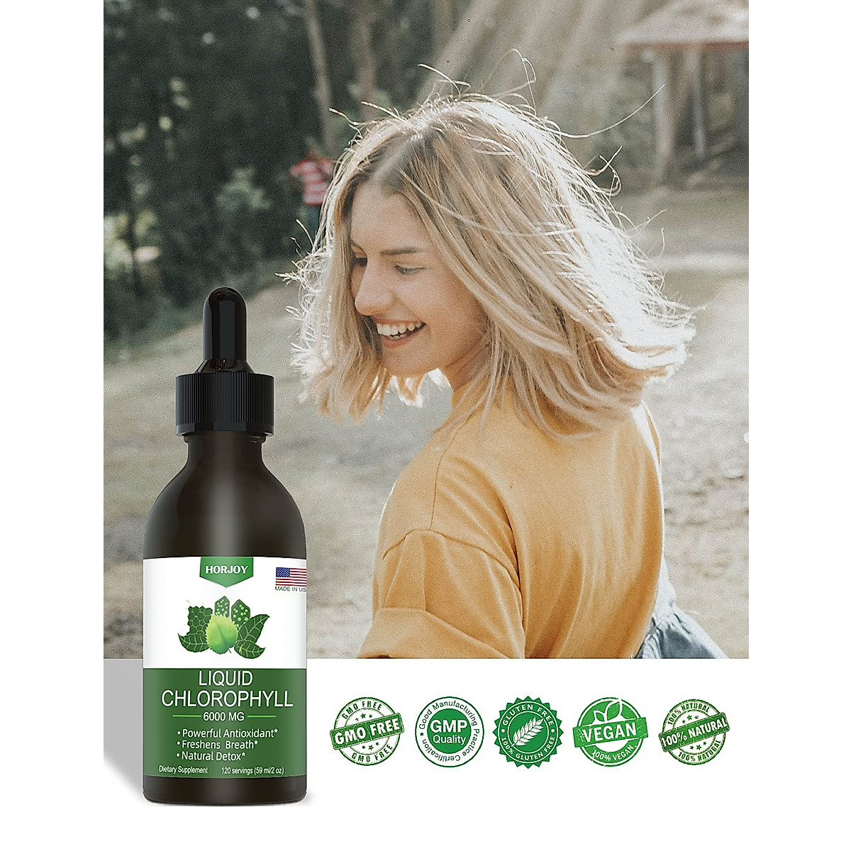 Chlorophyll Liquid Drops - 100% Natural Energy Booster and Immune Support - Internal Deodorant and Detox - Altitude Sickness Relief - Fast Absorption, Vegan & Non-GMO - 120 Servings (Pack of 1)