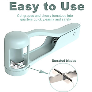 Homnoble Grape Cutter For Toddlers, Grape Slicer for Baby Stainless Steel Blade Grape Cherry Tomato Strawberry Cutter Tools Into 4 Pieces for Vegetable Fruit Salad Cake Decoration