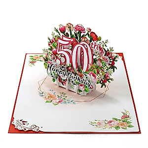CUTPOPUP Birthday Card Pop Up, Mother's Day, 3D Greeting Card (50th Happy Birthday)