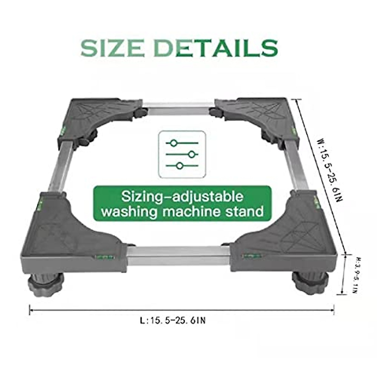 YULEMY Mini Dorm Fridge Stand Washing Machine Base Universal Mobile Base with 4 Strong Feet Multi-Functional Adjustable Pedestal for Dryer, Washer and Refrigerator (Grey)