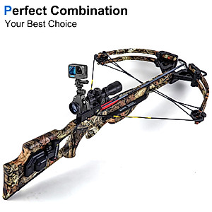 Kolasels Easy Installation Adjustable Crossbow Gun Scope Camera Clamp Mount with 1/4 Thread for Gopro Hero Session Fixation