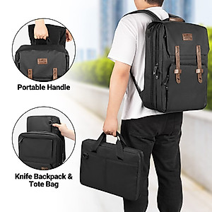 SAMDEW Large Chef Backpack & Knife Bag, Knife Backpack and Chef Bag with Lock Hole, Knife Carrier Chef Utensil Case with Multiple Pockets & Slots for Kitchenware, Patent Pending (Knife Not Included)