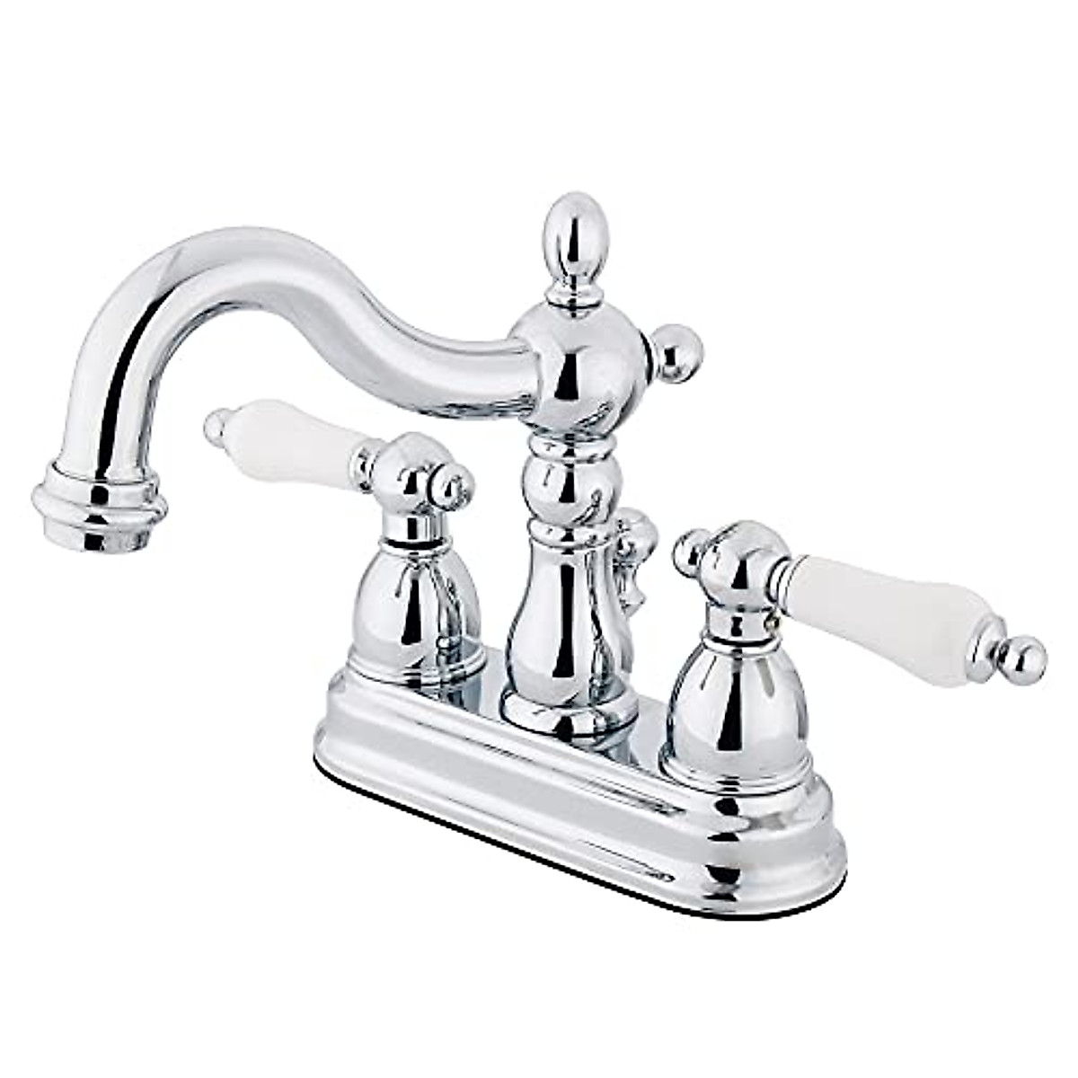 Kingston Brass KB1601PL Heritage 4-Inch Centerset Lavatory Faucet with Porcelain Lever Handle, Polished Chrome