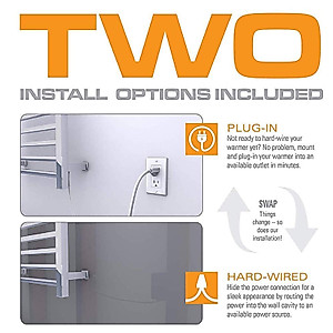 Towel Warmer Drying Rack, Electric Brushed Gold Heated Towel Rail Radiator for Bathroom, Wall Mounted Heated Towel Rack with On/Off Switch, 304 Stainless Steel, 600X520x125mm,Hardwired