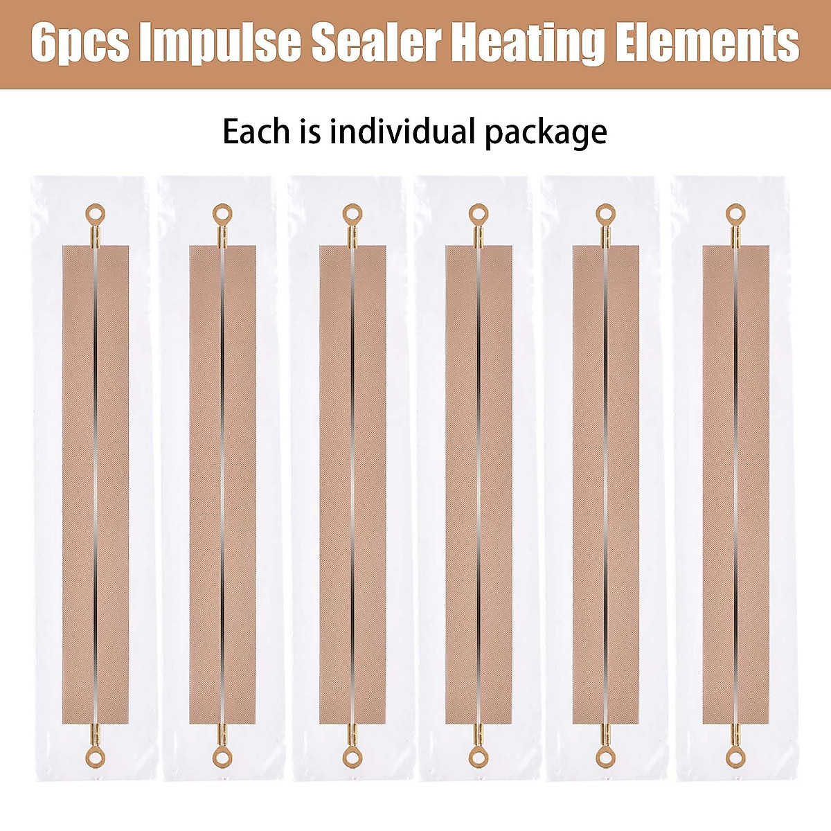 6 Pack Sealer Replacement Element Grip 300mmx2mm, Impulse Sealer Heating Element Service Spare Repair Parts Kit Heat Seal Strips for 12inch Heat Sealer, Suitable for Most Hand Sealers