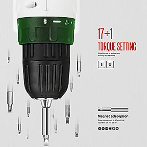 GALAX PRO 12V Light Weight Cordless Drill Driver with Work Light, Max Torque 18N.m, 3/8 Inch Keyless Chuck, 17+1 Position, Single Speed 0-800RPM, Streamlined Design