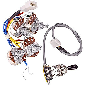 1 Set Guitar Circuit Wiring Harness Kit with 2 Pieces A500k B500K Pots and 1 Piece 3 Way Toggle Switch fit for LP Electric Guitar (A)