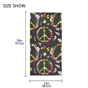 senya Kitchen Towels Peace Sign with Flowers - Kitchen Dish Towels - Reusable Cleaning Cloths - Polyester Cotton Towels(236na4a)