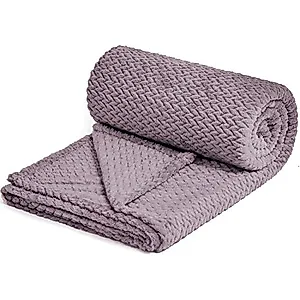 NEWCOSPLAY Super Soft Throw Blanket Premium Silky Flannel Fleece Leaves Pattern Lightweight Blanket All Season Use (Light Purple, Throw(50"x60"))