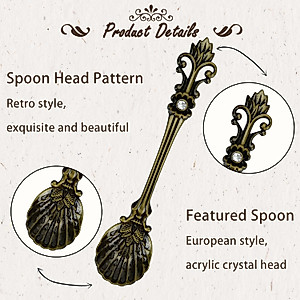 HOSTK Retro Coffee Spoons, Creative Tableware Dessert Spoons, Crystal Alloy Spoons, Vintage Carved Tea Spoons for Coffee Sugar Ice Cream Dessert Cake Soup Party Supplies Home Office(18 Pieces)