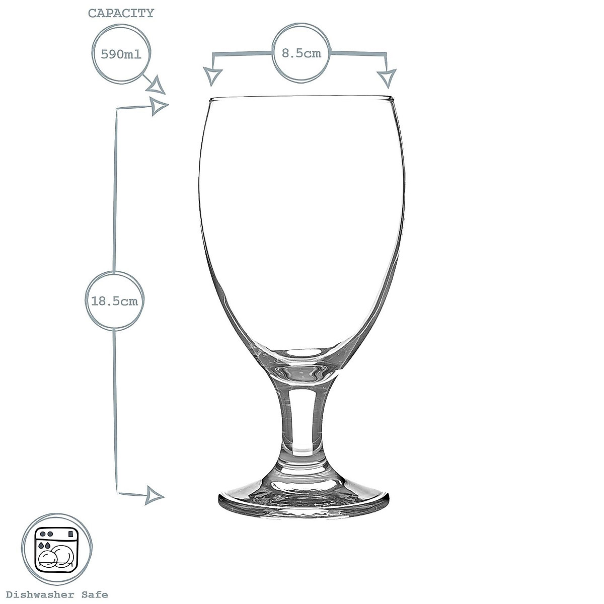 Rink Drink 4x Pint 590ml (20oz) Classic Tulip Beer Glasses Set - 'Empire' Range - Stemmed Snifter Drinking Lager Glass