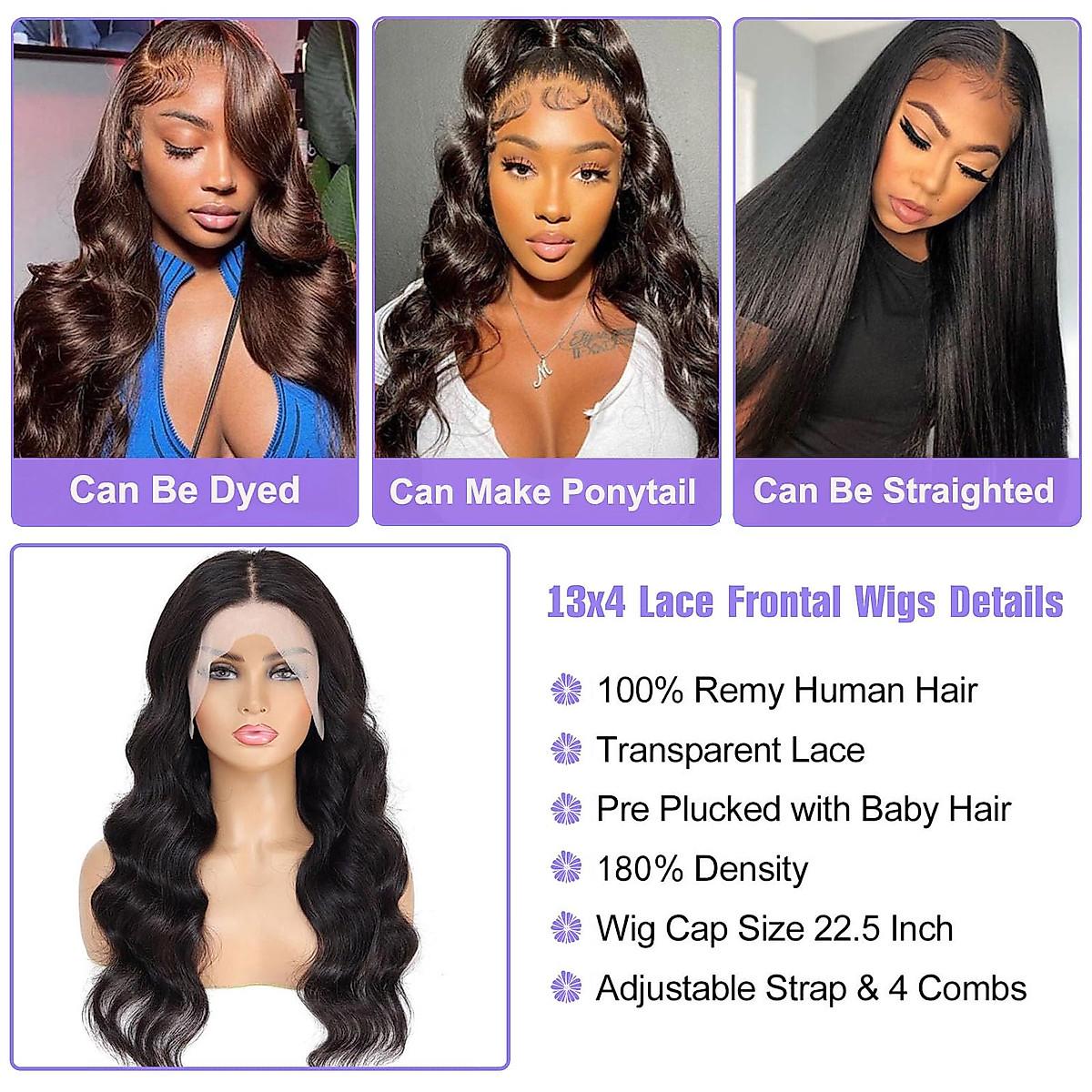 CIUSUM Body Wave Lace Front Wigs Human Hair Pre Plucked 13x4 Frontal Wigs Human Hair Wigs for Women 180% Density Transparent HD Lace Front Wigs Human Hair Pre Plucked with Baby Hair 20 Inch