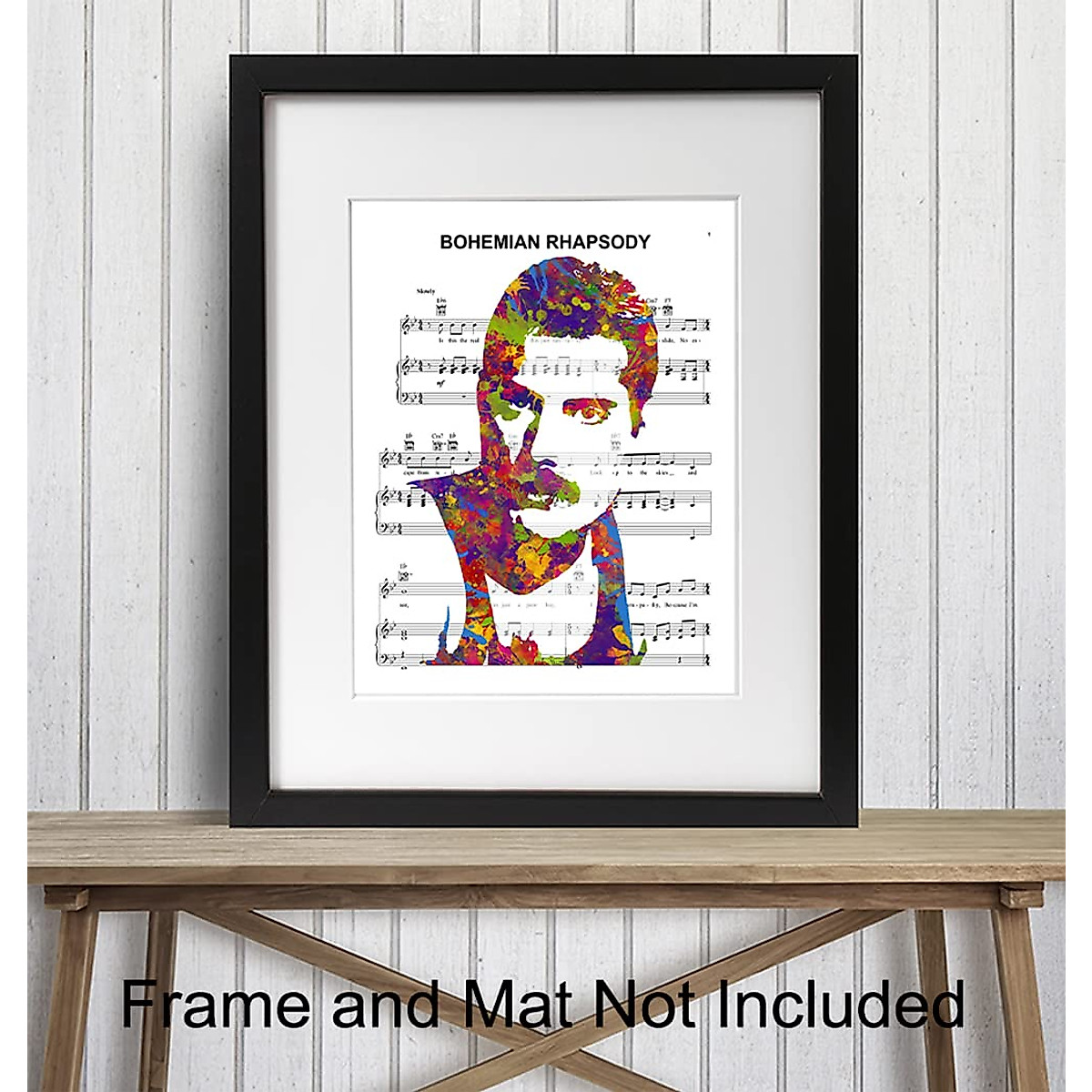Freddie Mercury Poster - 8x10 Bohemian Rhapsody Poster - Freddie Mercury Merchandise - Queen Sheet Music - 80s Pop Music Gifts - Wall Art Decor