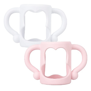 Smarbore Bottle Handles for Dr Brown Baby Bottles, 100% Silicone Baby Bottle Holder for Easy Grip, Sippy Cup Handle for Dr Brown Narrow Sippy Bottle, Teach Babies to Drink Independently, 2 Pack