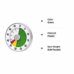 Lavigo Kitchen Timer, Countdown Visual Analog Timer, Quiet Counting, Low Loud and Mute Alarm for Teachers Classroom, Kids, Adults Kitchen, Office, Gym (Green) LT21-TC 7.5 inches