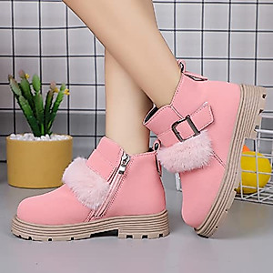Girls Shoes Fashion Solid Color Short Boots Non Slip Breathable Nude Women Boots Toddler Girl Boots (Pink, 5.5-6 Years Little Child)
