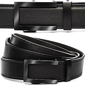 MONTABLEU Handcrafted Mens Ratchet Dress Belt Customizable Fit, Matte Black