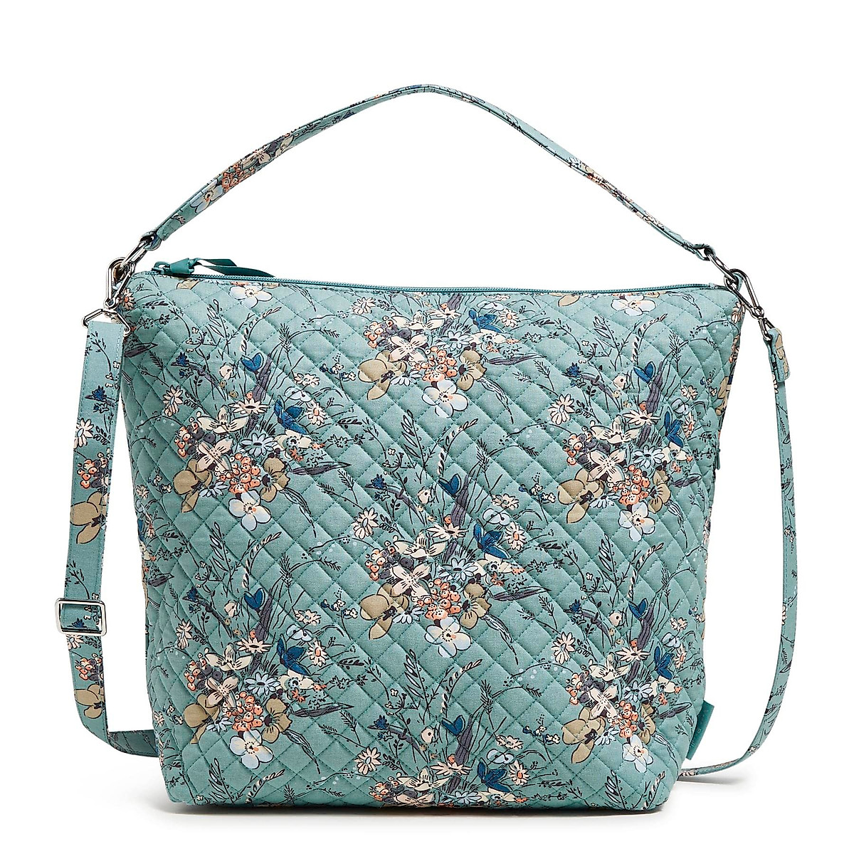 Vera Bradley Women's Cotton Oversized Hobo Shoulder Bag, Sunlit Garden Sage - Recycled Cotton, One Size