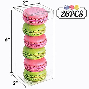 26 PCS Clear Gift Boxes Plastic Favor Boxes Transparent Cube Boxes PET Boxes for Wedding,Party,Baby Shower,Bridal Shower 2x2x6inch