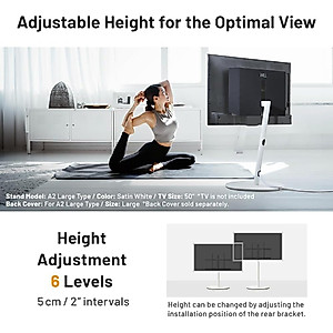 WALL A2 Large Type | Japanese Rolling Portable Free-Standing 45-80 Inch Universal Big Screen TV Stand with Concealed Caster Wheels | Satin White