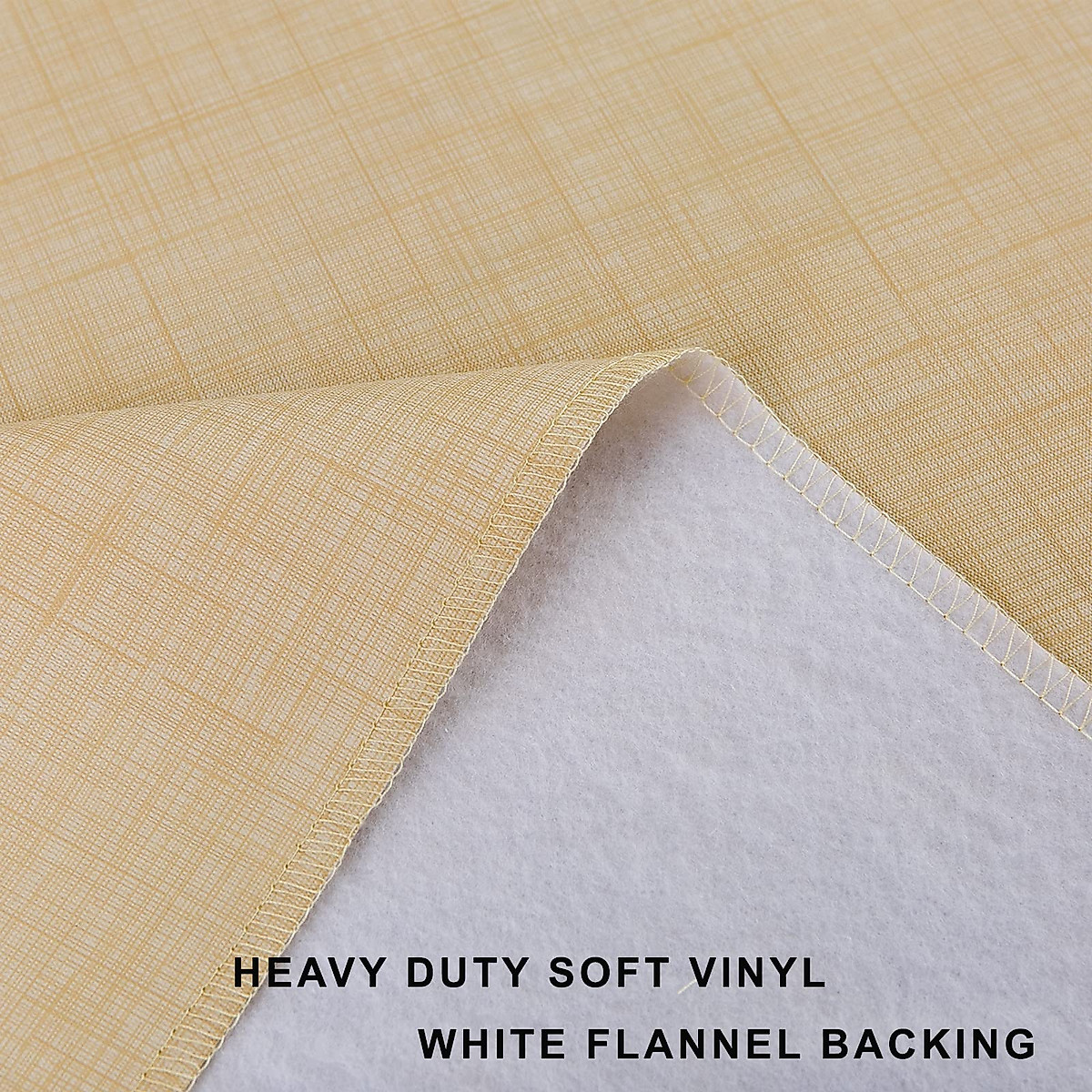 LIBERECOO Vinyl Tablecloth with Flannel Backing Waterproof Oil-Proof Plastic Table Cloth Wipeable PVC Table Cover for Indoor and Outdoor (Champagne Color, 60 x 84 Inch (6-8 Seats))