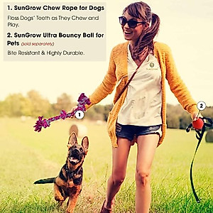 SunGrow Twisted Triple Knotted Rope Bone for Ferret, Parrot & Dogs, Cotton Pink and Gray Oral Chew Toys, 2 Pcs per Pack