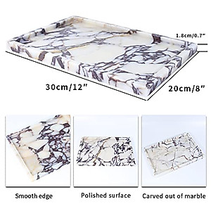 Real Luxurious Natural Marble Vanity Tray Genuine Marble/Stone Storage Tray for Home Decor Bathroom/Kitchen/Vanity/Dresser Non-Resin/Non-Ceramic