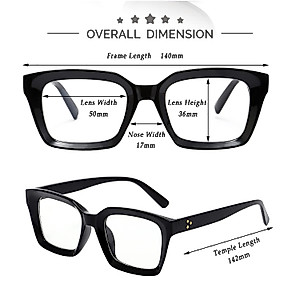 Kursan Classic Non Prescription Clear Lens Glasses for Women Men Thick Square Frame Eyeglasses (Bright Black)