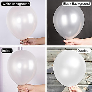 PartyWoo Pearl White Balloons 101 pcs 12 Inch White Balloons Pearl Balloons for White Pearl Balloons Engagement Party Wedding Bridal Baby Shower Birthday Graduation White Party Decorations White-Z30