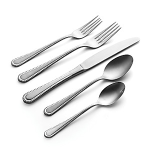 Oneida Hartwell Vintage Tumbled Piece Flatware Set, 42 Count, Metallic