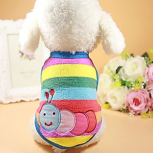 2pcs Vest T Caterpillar Dog Animals Chihuahua Small XXS Rabbit T- Shirt Cartoon Flannel Pet French Puppy Ferret Bunny for Warm Size - Outfit Shirt, Clothes Dogs Fleece