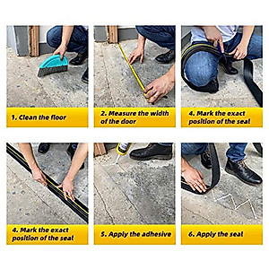 Universal Garage Door Bottom Seal Strip,Weatherproof Rubber DIY Weather Stripping Replacement, 12FT Length, Black