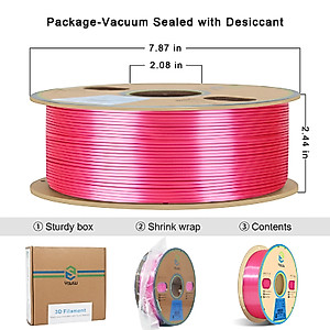YOUSU Silk PLA 3D Printer Filament with Shiny Surface, Silk Pink PLA Filament 1.75mm 1kg, Compatible with Most of 3D Printer.