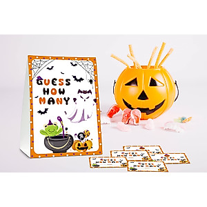 Halloween Bridal Shower Game Sign and Card, Halloween Guess How Many Party Game Set, 1 Sign With 50 Guess Tickets –LK-014