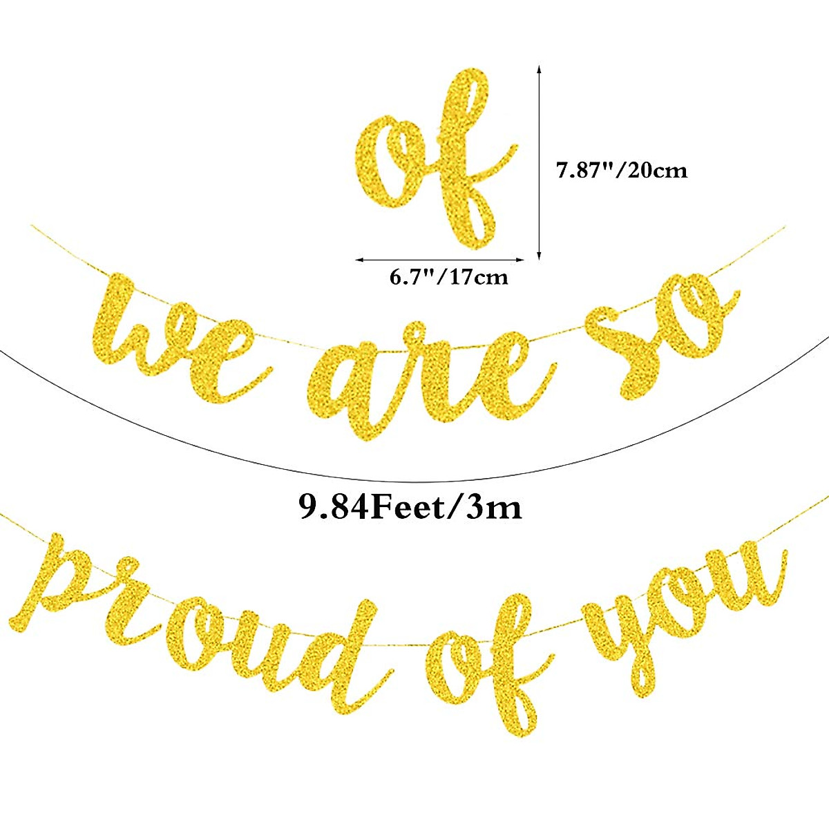 Graduation Decorations 2024 Banners Garland, Gold Glitter We are So Proud of You Graduation Banners Garland for Graduation Party Supplies, School, Home, Car Decorations