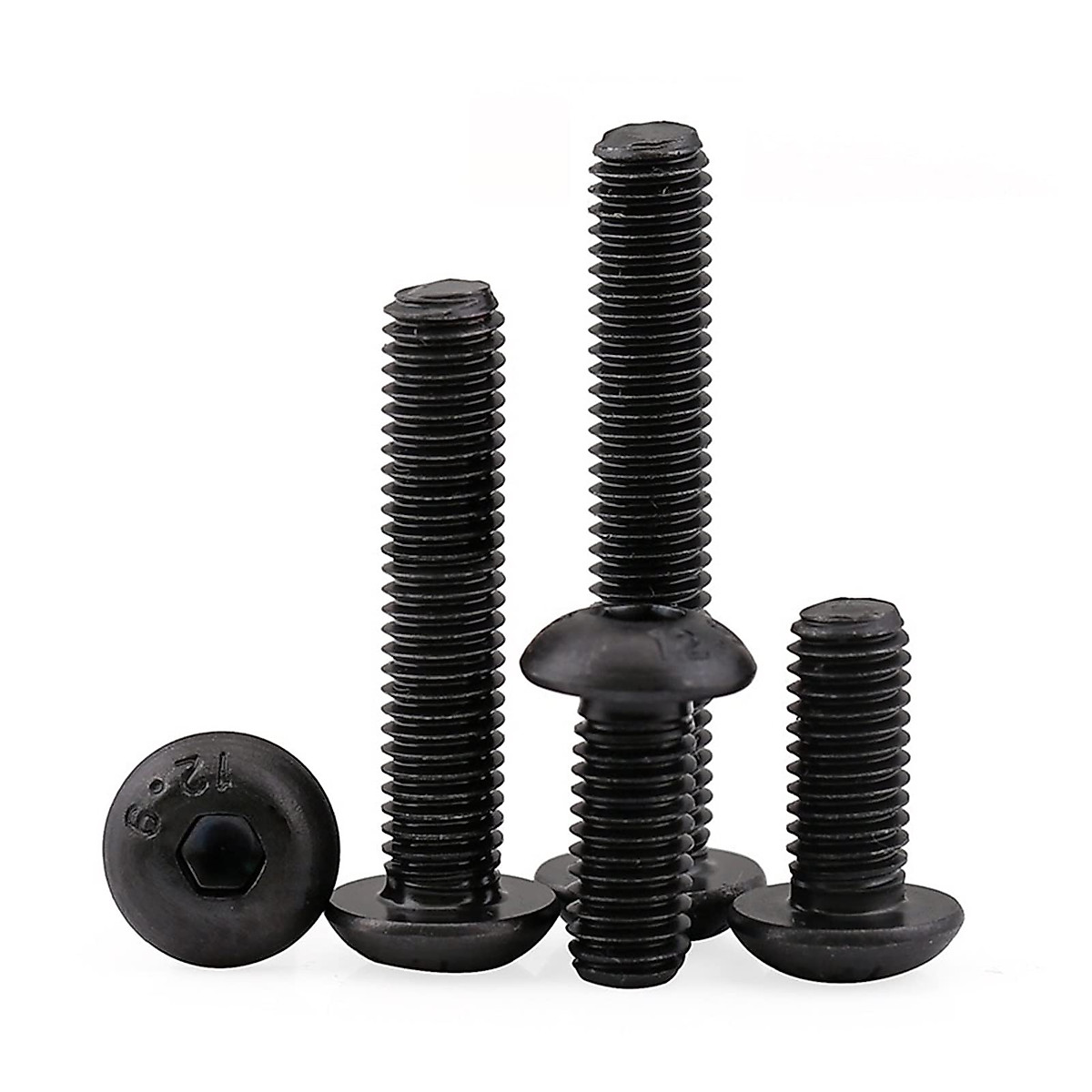 PENGFA Wshao store 50/40/20pcs M2 M2.5 M3 M4 M5 M6 M8 M10 12.9 High-Strength Bolts Round Head Hexagon Socket Screws Button Head Cap Screw 3-60mm (Dimensions : M2.5 x 12mm(50pcs))