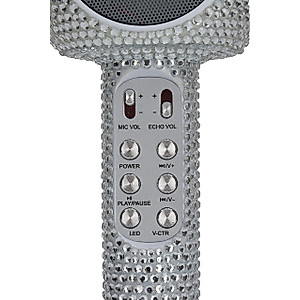 Wireless Express - Sing-Along Bling Bluetooth Karaoke Microphone and Bluetooth Stereo Speaker All-in-One (Silver Bling)
